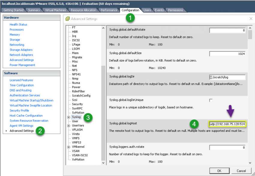 تنظیمات Syslog برای Vmware Esxi در Splunk Enterprise 
