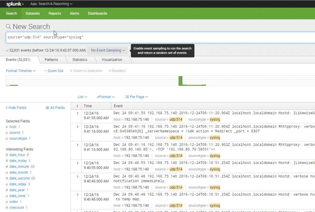 تنظیمات Syslog برای VMware ESXi در Splunk Enterprise