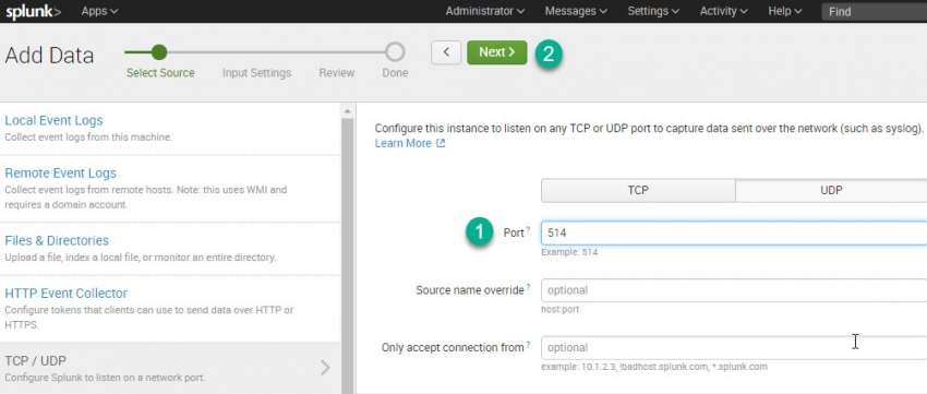 تنظیمات Syslog برای VMware ESXi در Splunk Enterprise