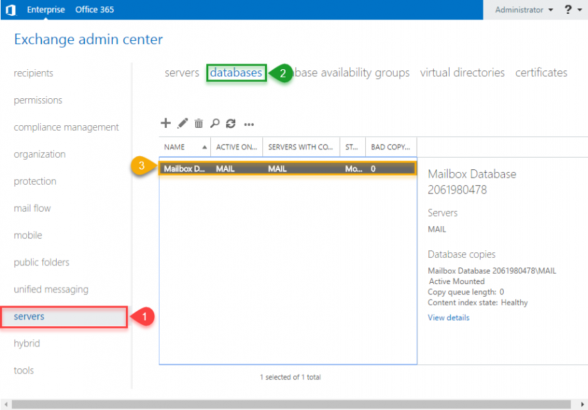 انتقال دیتابیس سرور Exchange به مکان دیگر