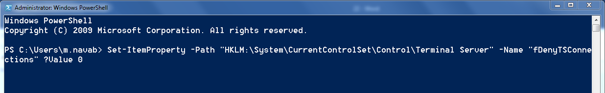 فعال سازی Remote Desktop از طریق PowerShell