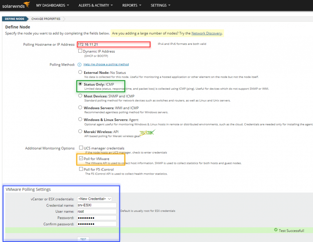 نحوه اضافه کردن ESXI به SolarWinds