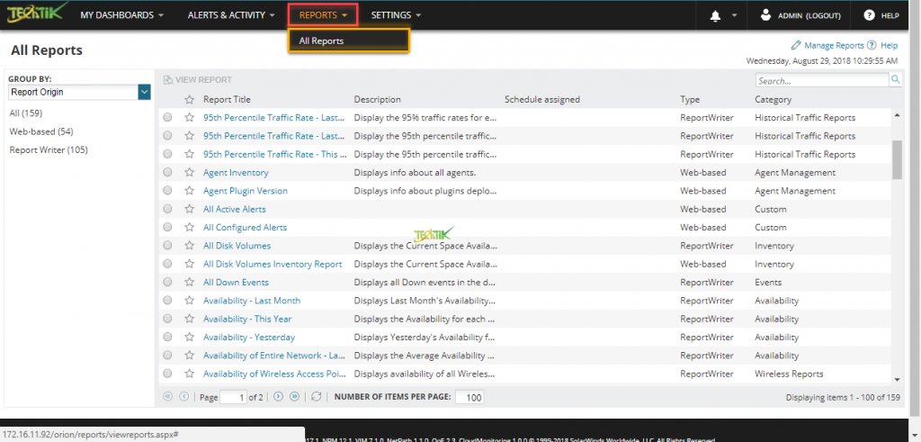 نحوه گزارش گیری از solarwinds NPM