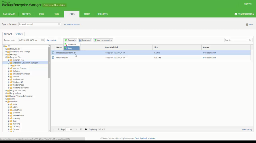 آموزش Veeam Backup Enterprise Manager